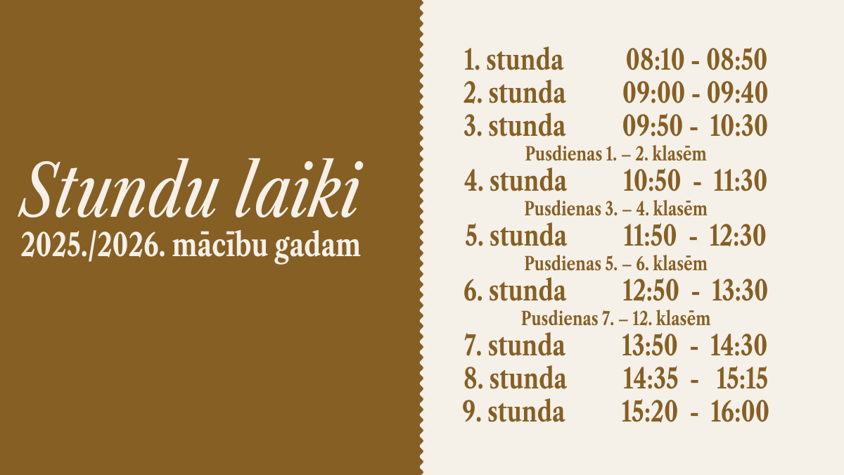 Stundu laiki 2025./2026. – Valmieras Viestura vidusskola